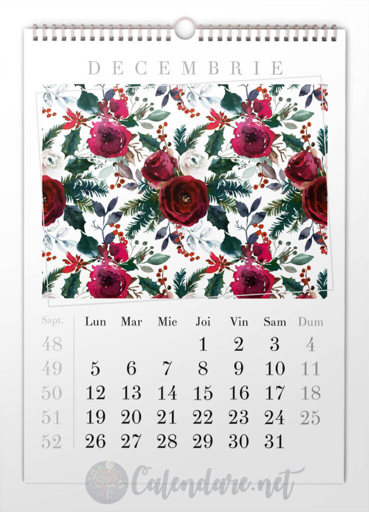 Calendar de perete personalizat - Model 13, Calendar cu flori